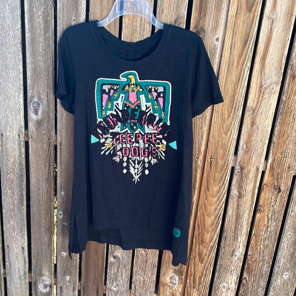 Double D Ranch | Tops | Double D Ranch Top M Black Thunderbird Teepee ...